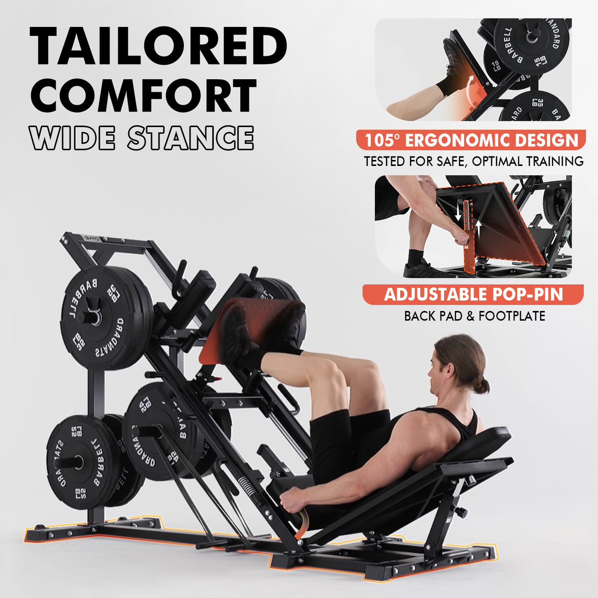 Home Gym Leg Press Hack Squat Combo Machine, Plate-loaded - GMWD
