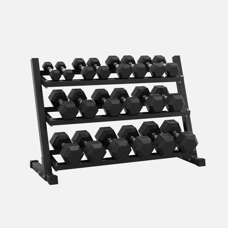 GMWD Rubber Hex Dumbbell Set Racks Weightlifting Beginner Easy Grip