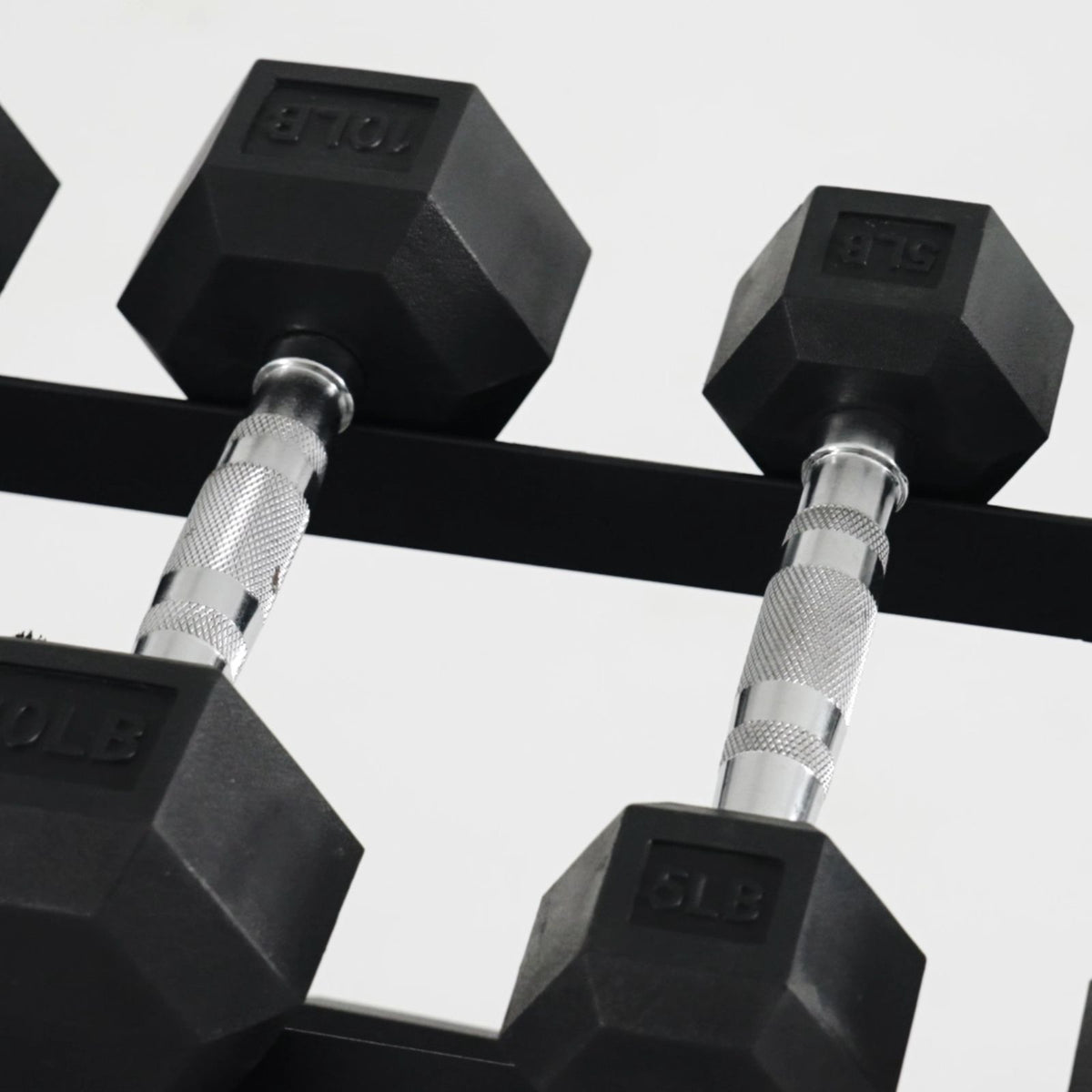 GMWD Rubber Hex Dumbbell Set Racks Weightlifting Beginner Easy Grip