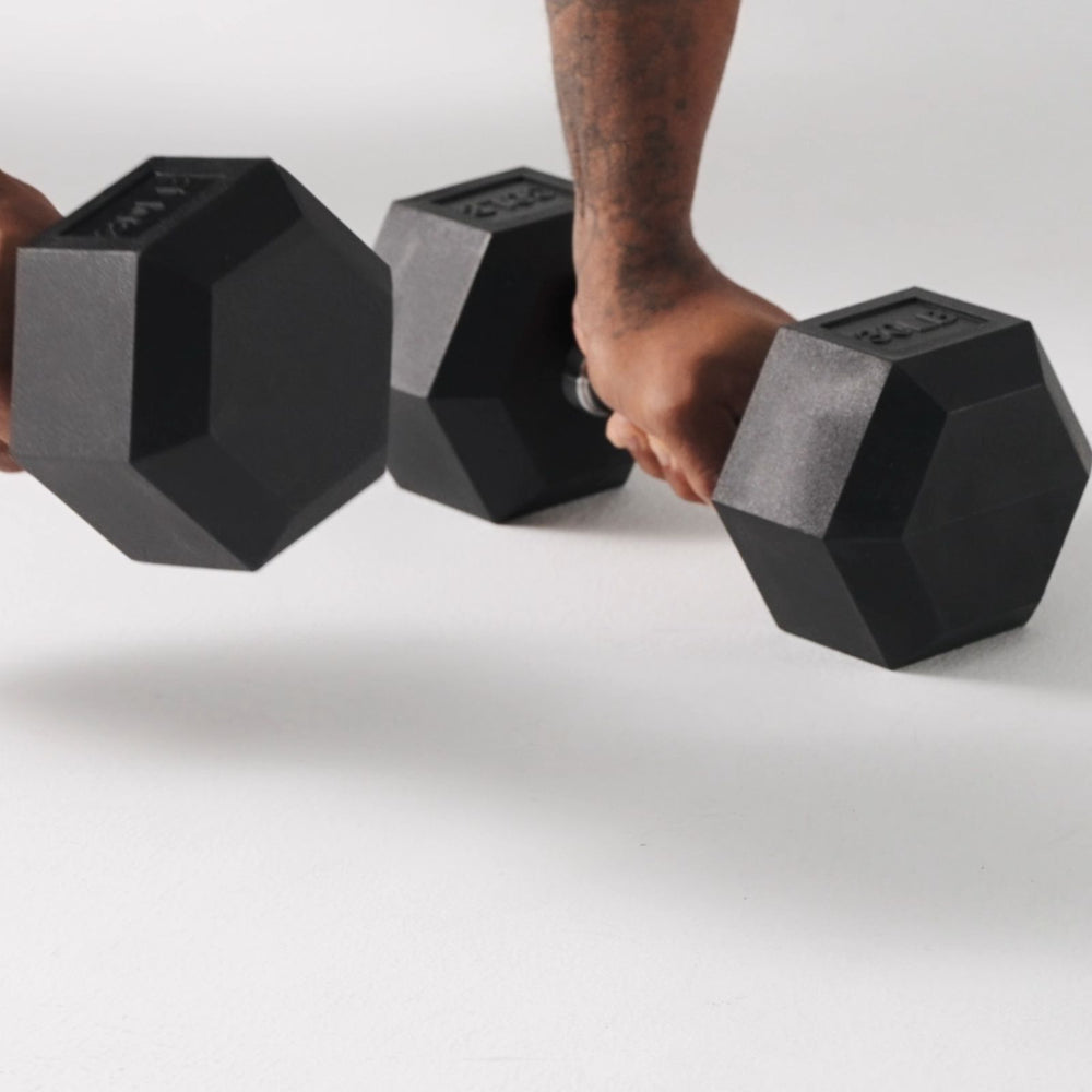 GMWD Rubber Hex Dumbbell Set Racks Weightlifting Beginner Easy Grip