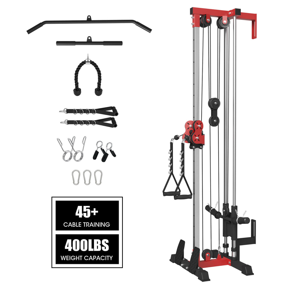 Wall Mount Cable Machine, Lat Power Cable/Crossover Dual Pulley - GMWD