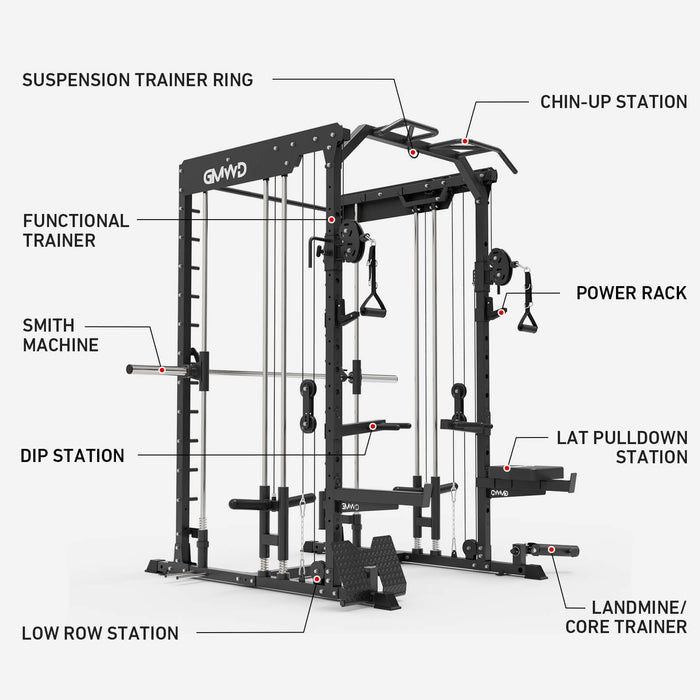 GMWD Dual Action Smith Machine with Functional Trainer with Cables