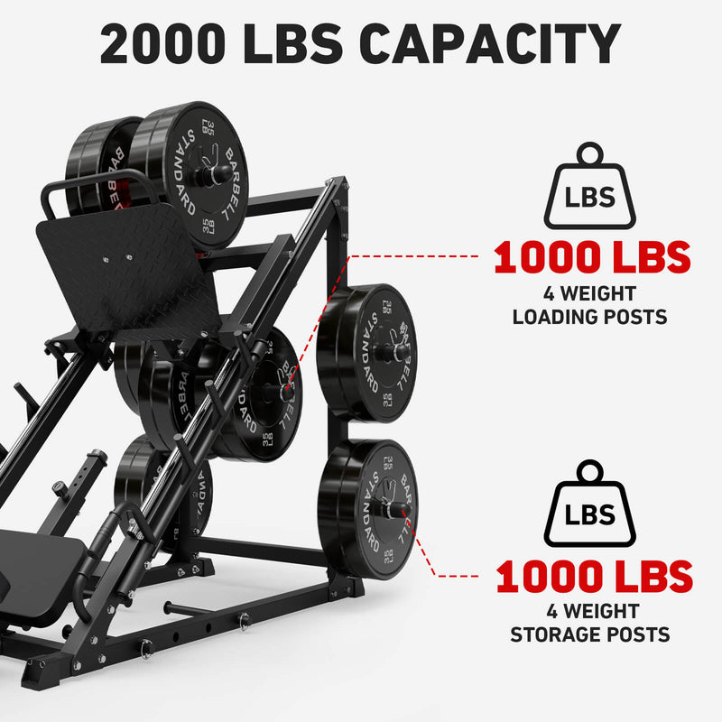 Leg Press Machine for Compact Home Gym, 1000LB Plate Loaded - GMWD