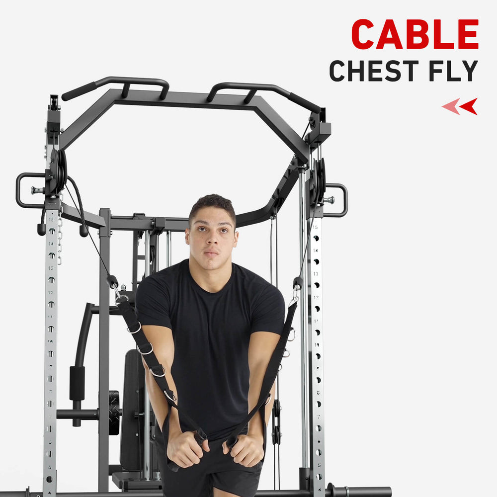 Smith Machine Power Cage Multi-Function Home Gym System