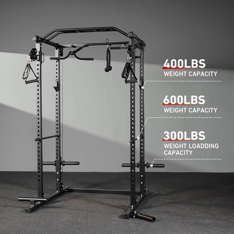 GMWD Power Rack Functional Trainer Dual Pulley System Plate Loaded