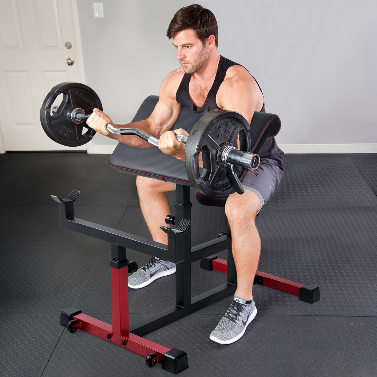 Preacher Curl Bench, 350LB Capacity Arm Training for Home Gym - GMWD