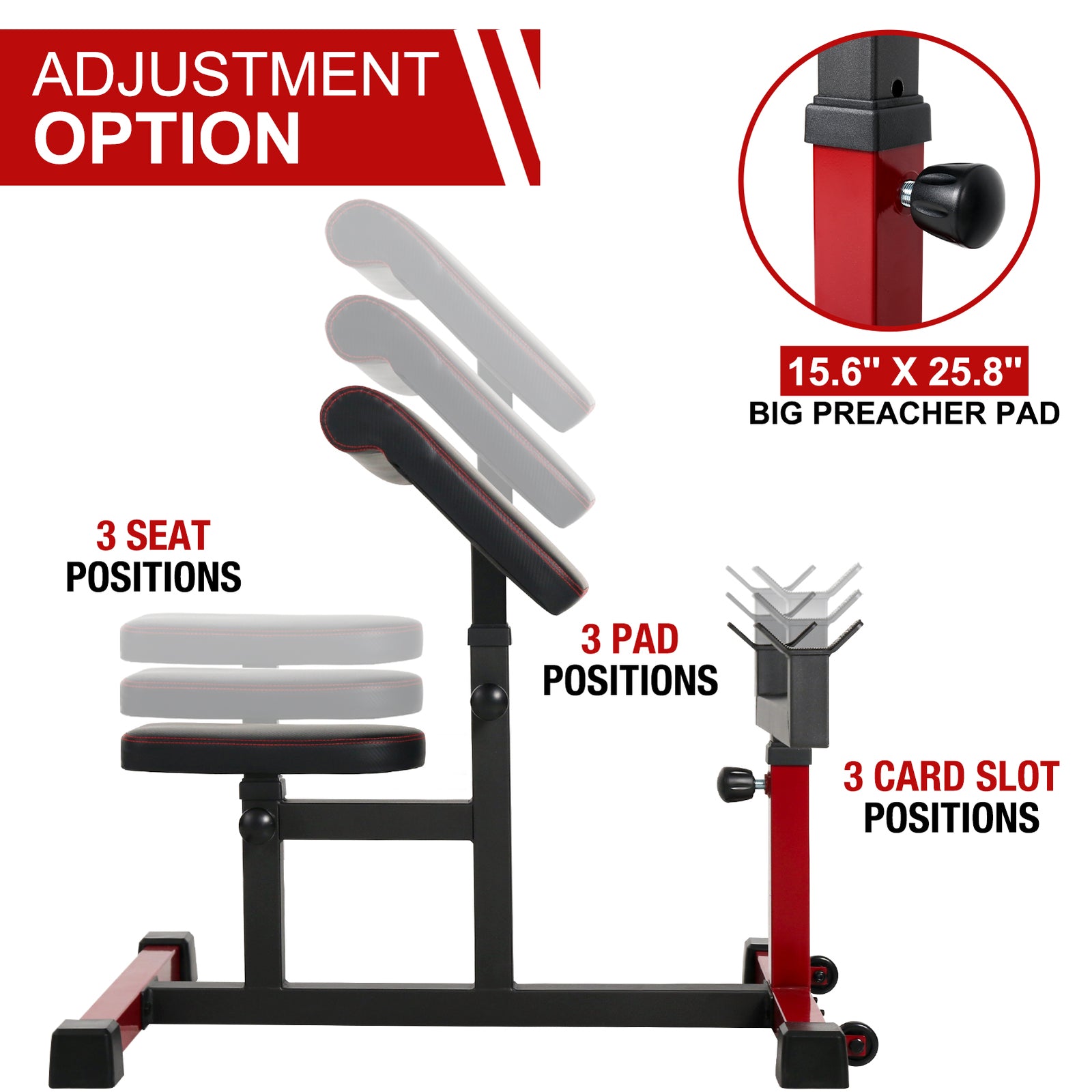 GMWD Preacher Curl Bench 350LB Capacity Bicep Curl Machine Home Gym Arm ...