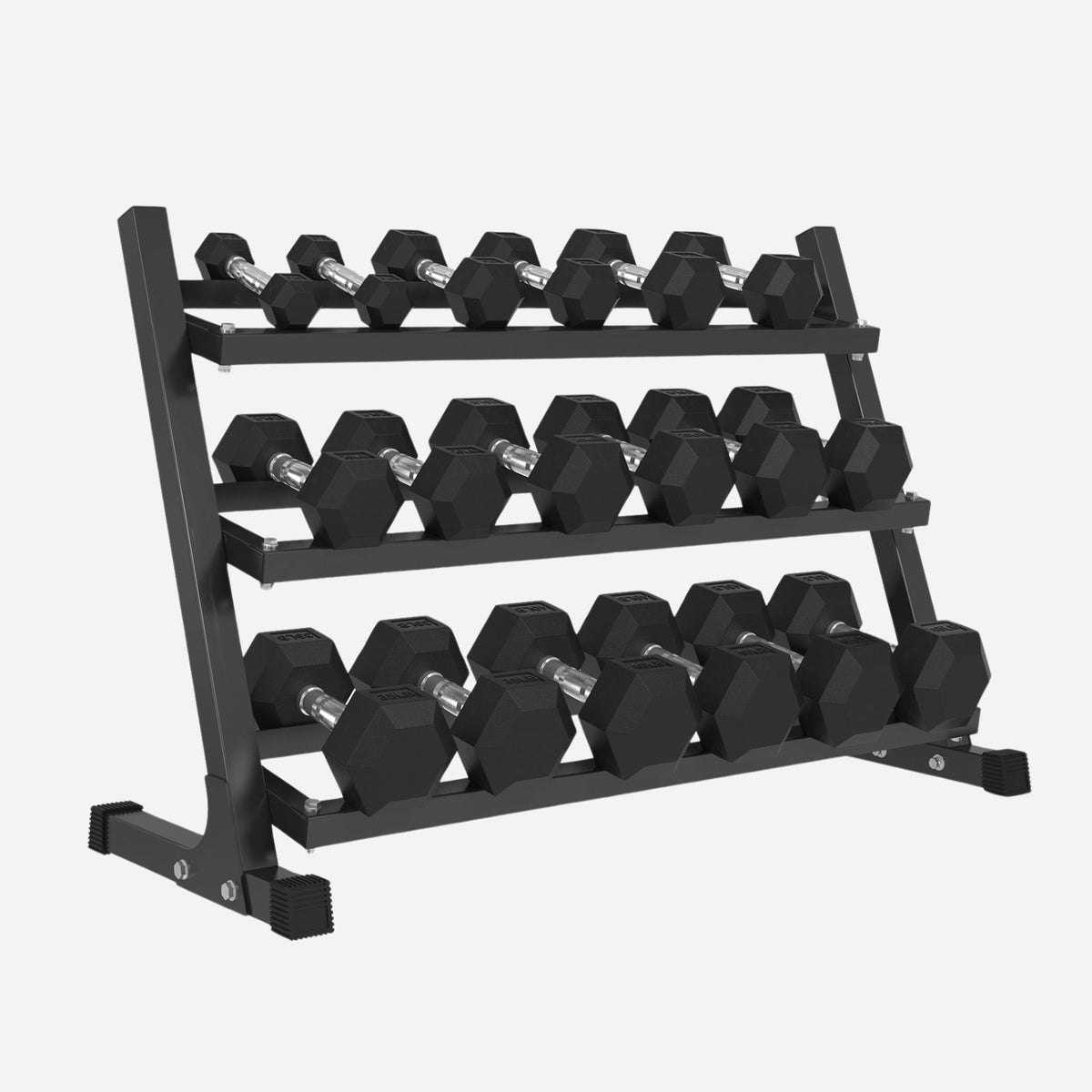 GMWD Rubber Hex Dumbbell Set Racks Weightlifting Beginner Easy Grip