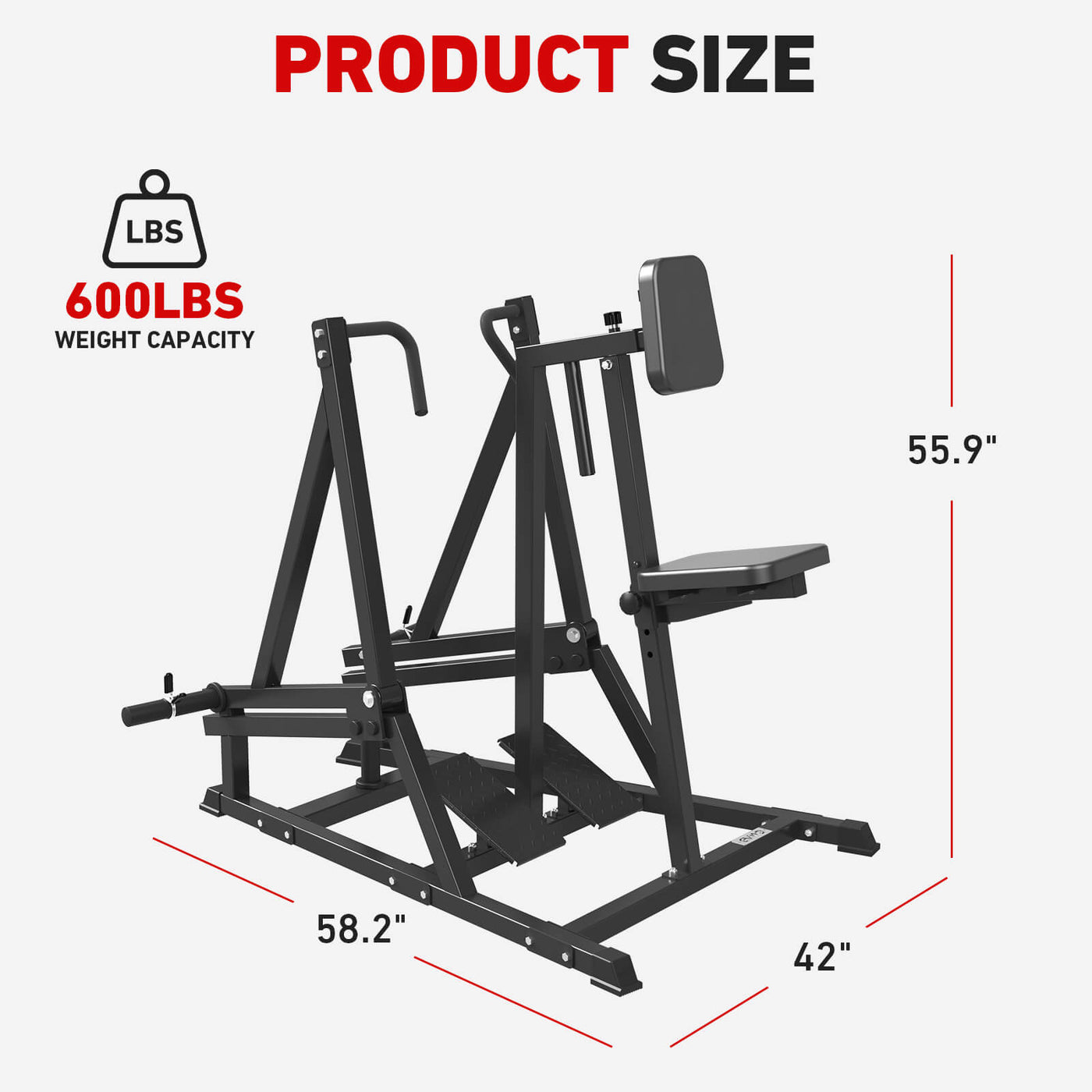 GMWD Seated Row Machine Plate Loaded Home Gym Back Row Independent Arms ...