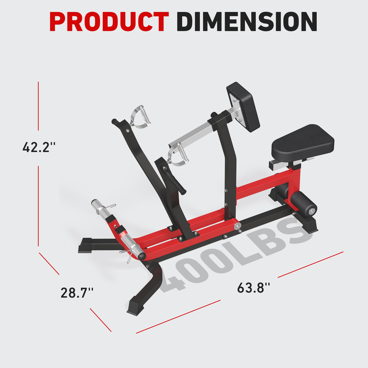 GMWD Seated Row Machine, 400LB Back Extension Rowing Machine Plate-loaded