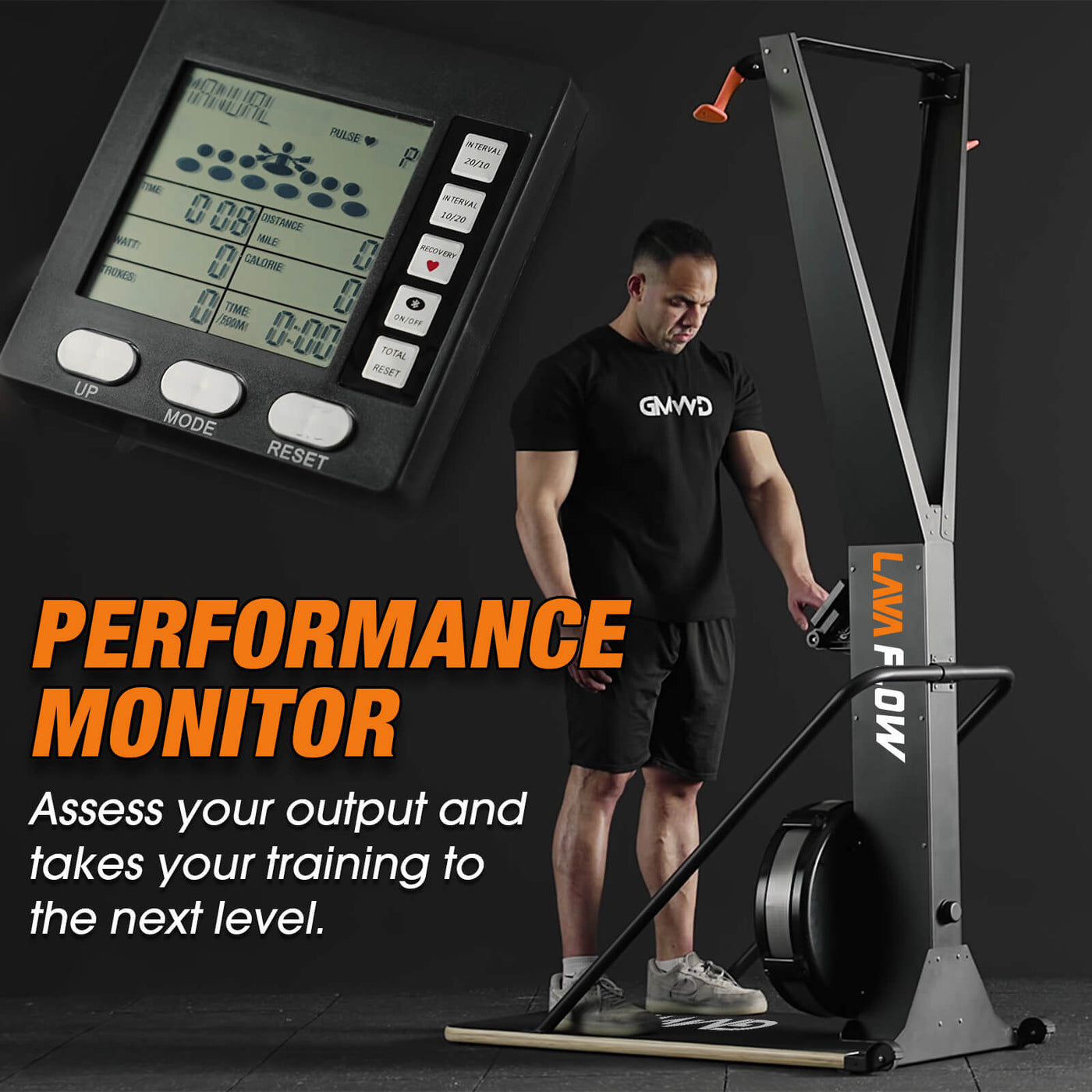 Air Ski Trainer, 10 Levels Resistance with Performance Monitor - GMWD