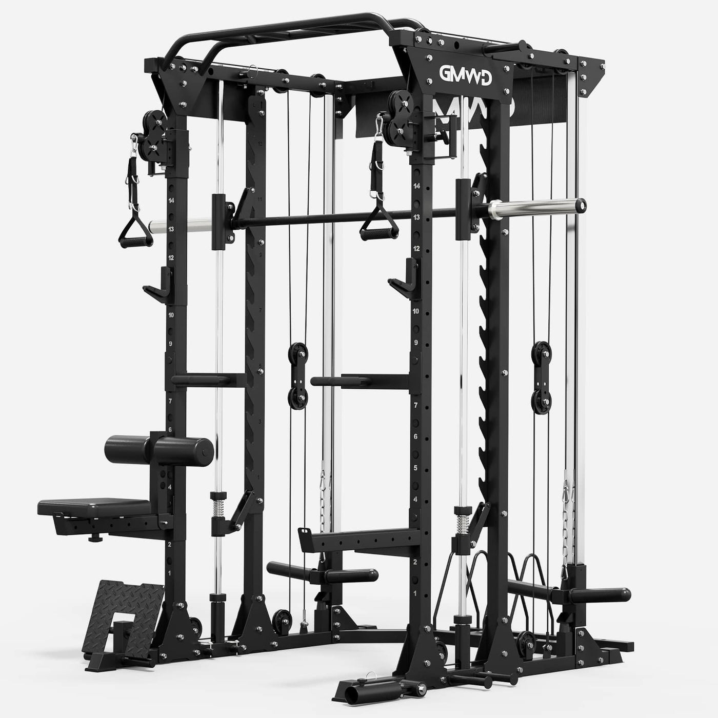GMWD All-In-One Smith Machine with Functional Trainer, 1:1 Ratio Pulley ...