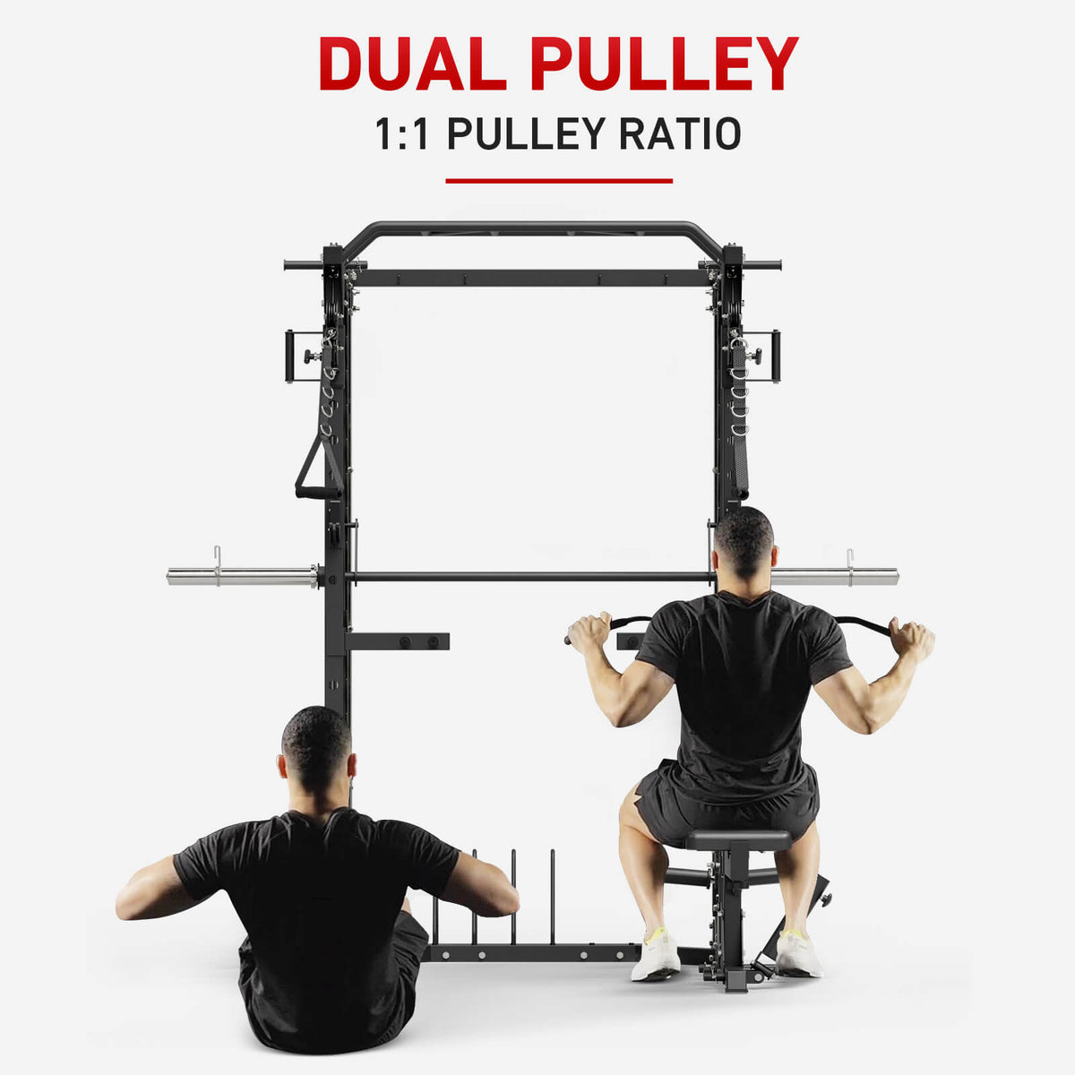 GMWD All-In-One Smith Machine with Functional Trainer, 1:1 Ratio Pulley ...