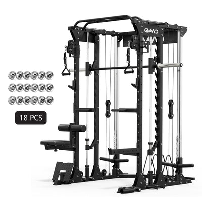 GMWD All-In-One Smith Machine with Functional Trainer, 1:1 Ratio Pulley ...