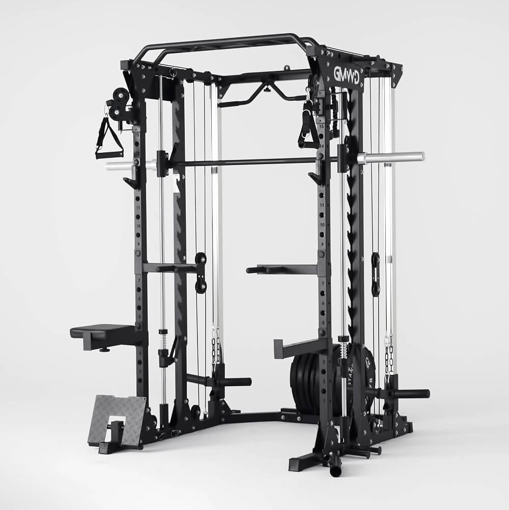 GMWD All-In-One Smith Machine with Functional Trainer, 1:1 Ratio Pulley ...