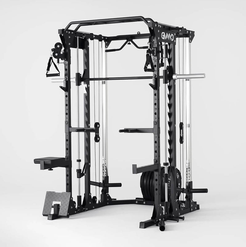 GMWD All-In-One Smith Machine with Functional Trainer, 1:1 Ratio Pulley ...