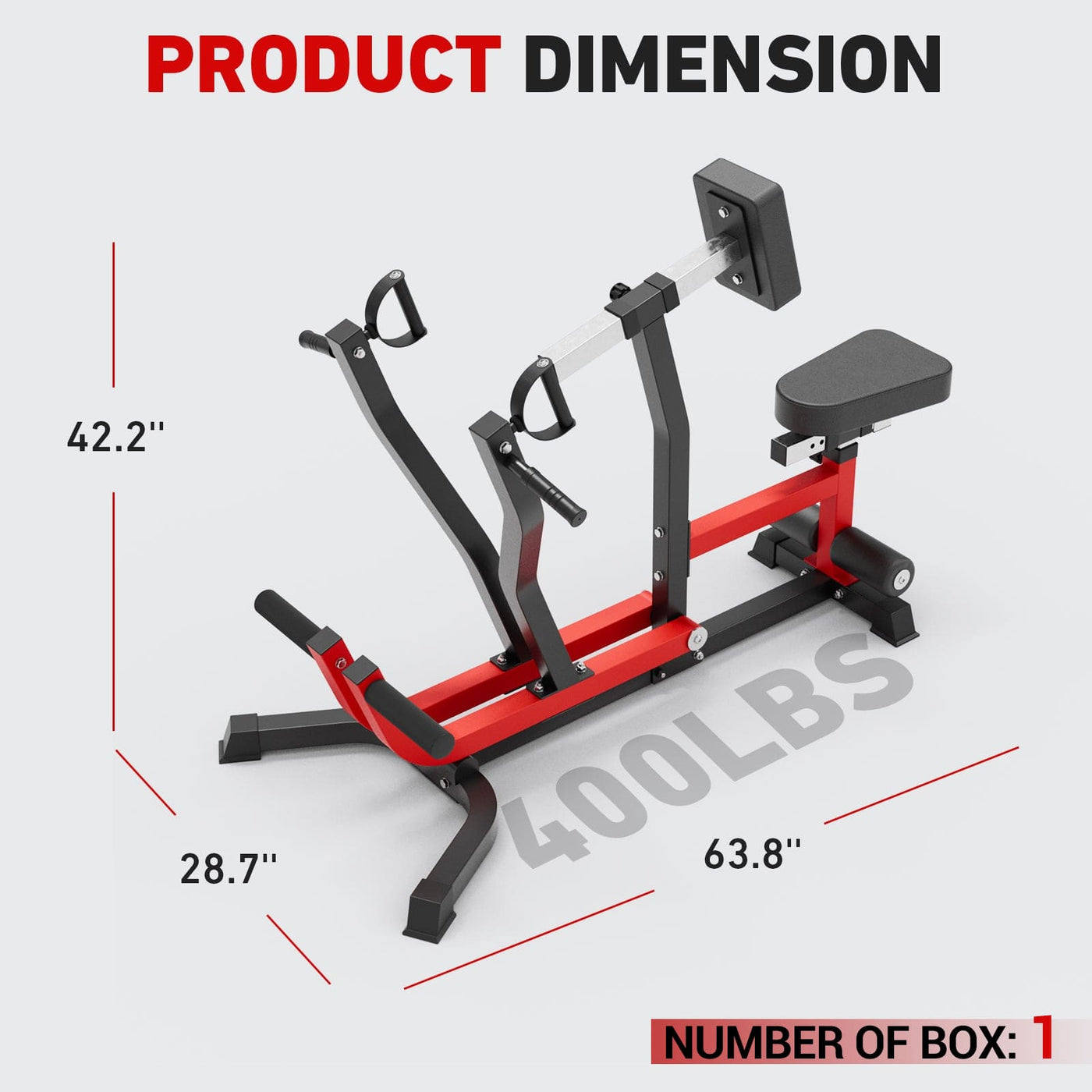 Seated Row / Back Extension Machine, 400LB Plate-Loaded - GMWD