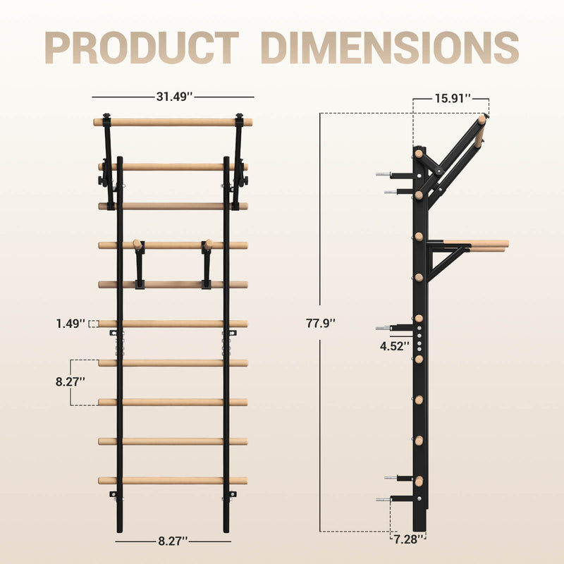 GMWD Swedish Ladder Stall Bars Freestanding Rehab Calisthenics Pilates ...
